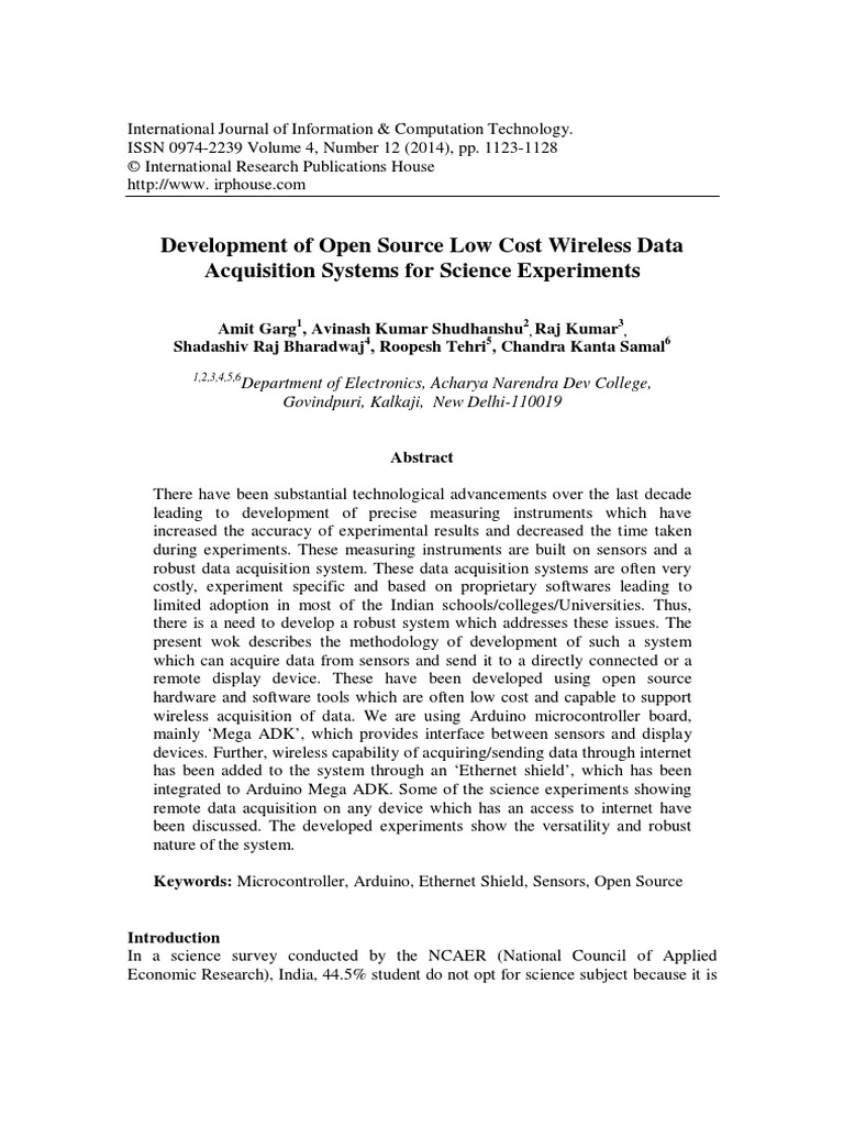 Research Paper On Arduino And Its Application Pdf Arduino Data Acquisition