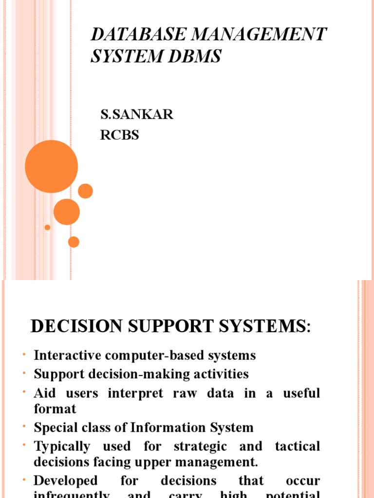 Database Management System Dbms Pdf Decision Support System Databases