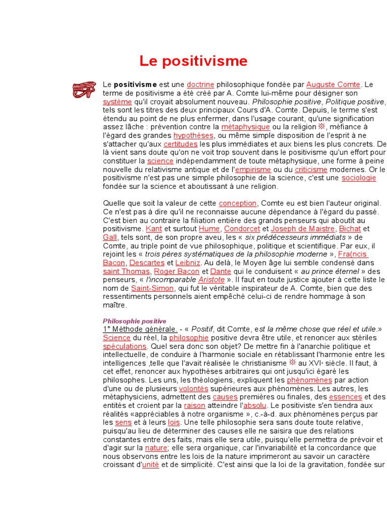 Les Fondements du Positivisme Comtien | PDF | Positivisme | Science