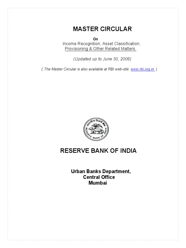 Master Circular On NPA | PDF | Debits And Credits | Loans
