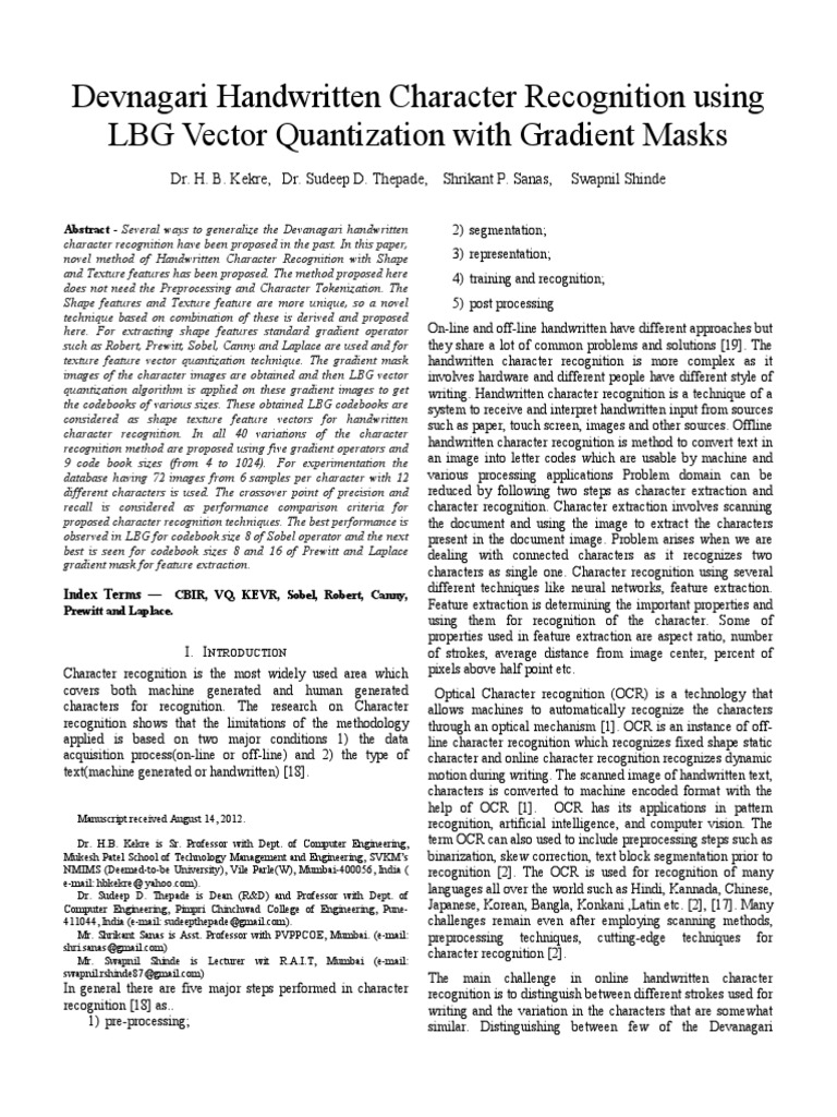 Devnagari Char Recognition PDF | PDF | Optical Character Recognition | Artificial Intelligence