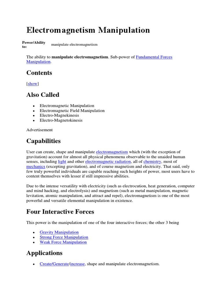 Electromagnetism Manipulation | PDF | Electromagnetic Radiation ...