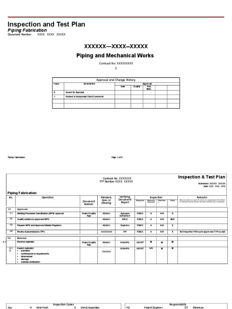 ITP-000 Piping Fabrication (Exemple) | PDF | Welding | Construction