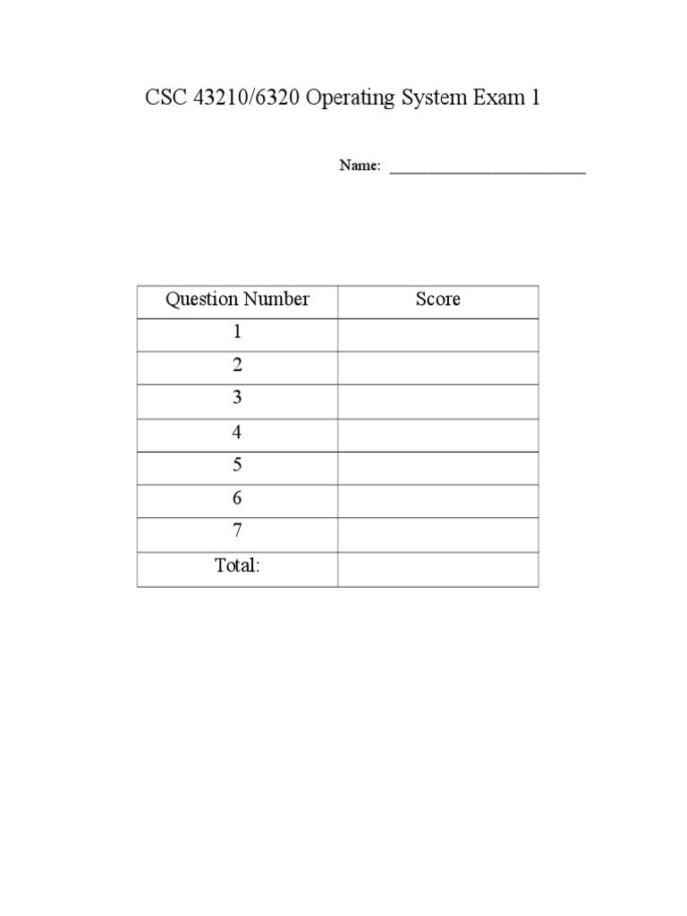 Exam 1 | PDF | Thread (Computing) | Scheduling (Computing)