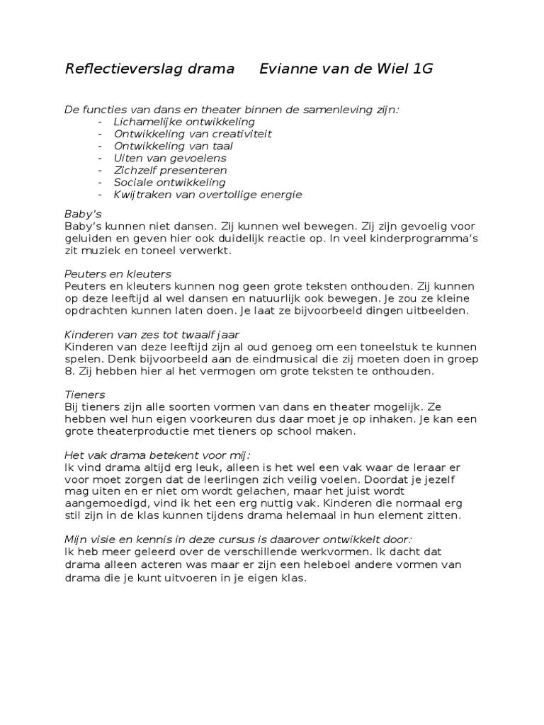 Drama, Reflectieverslag Instructiefilm | PDF