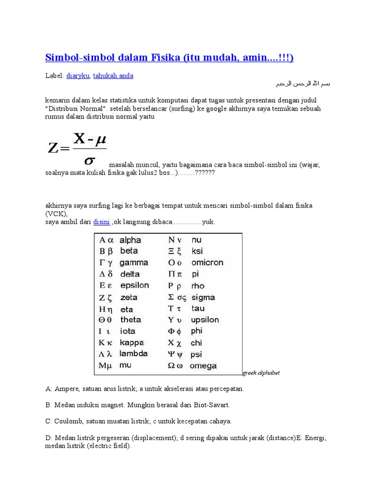 Simbol-Simbol Dalam Fisika (Itu Mudah, Amin.... !!!) | PDF