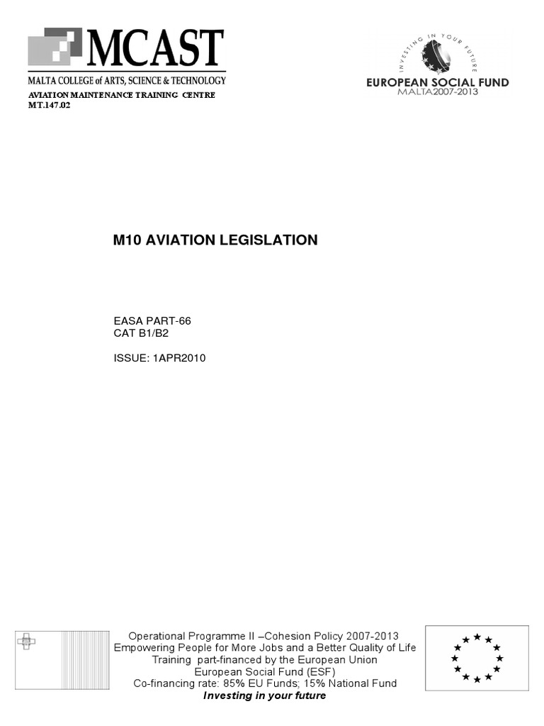 M10 Aviation Legislation: Easa Part-66 CAT B1/B2 ISSUE: 1APR2010 | PDF