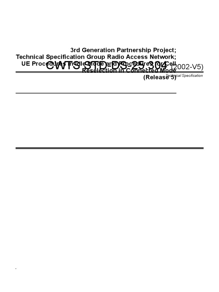 Idle Mode and Procedures For Cell Reselection in Connected Mode | PDF ...
