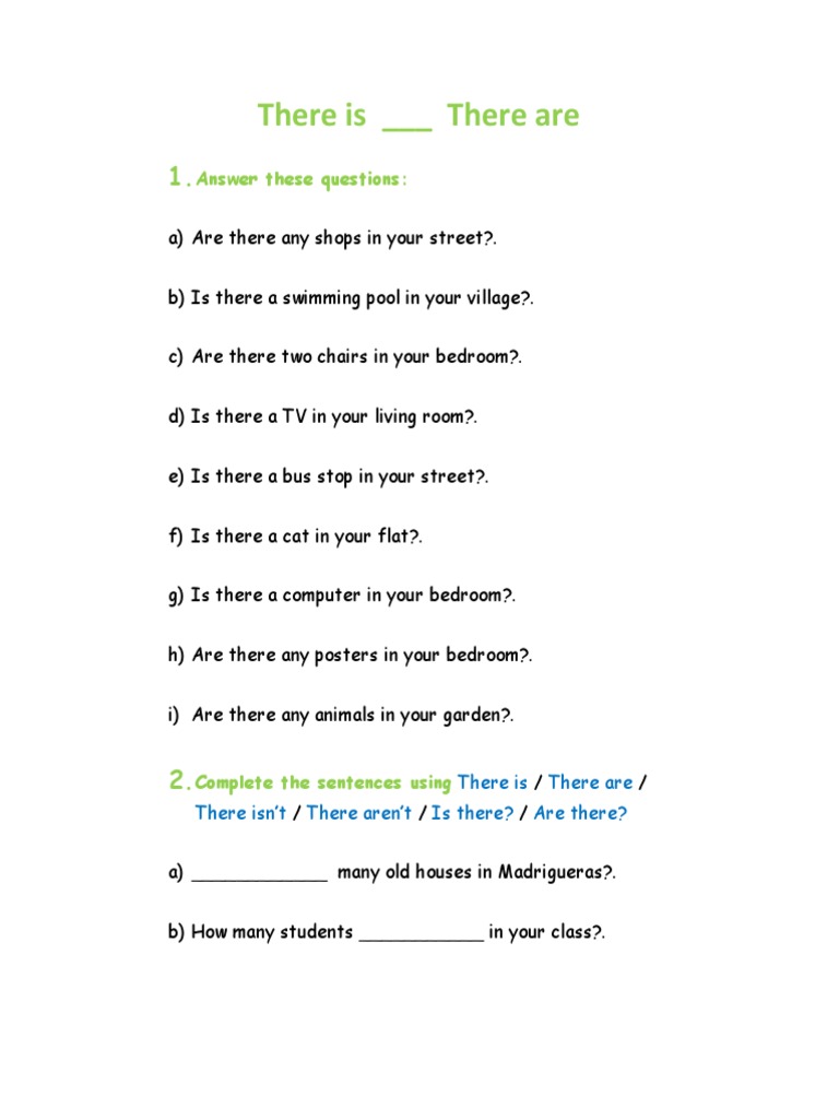 Questions on "There is/There are" | PDF | Language Arts & Discipline ...