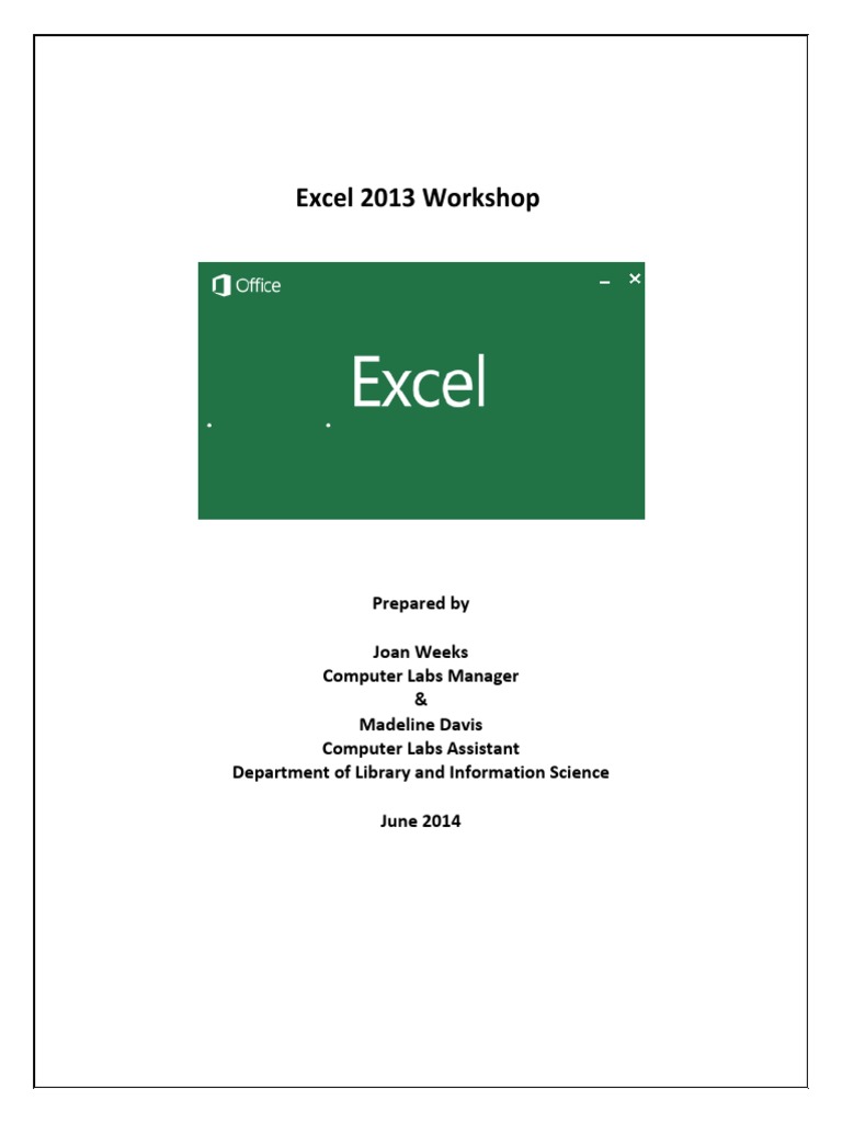 Excel 2013 Workshop | PDF