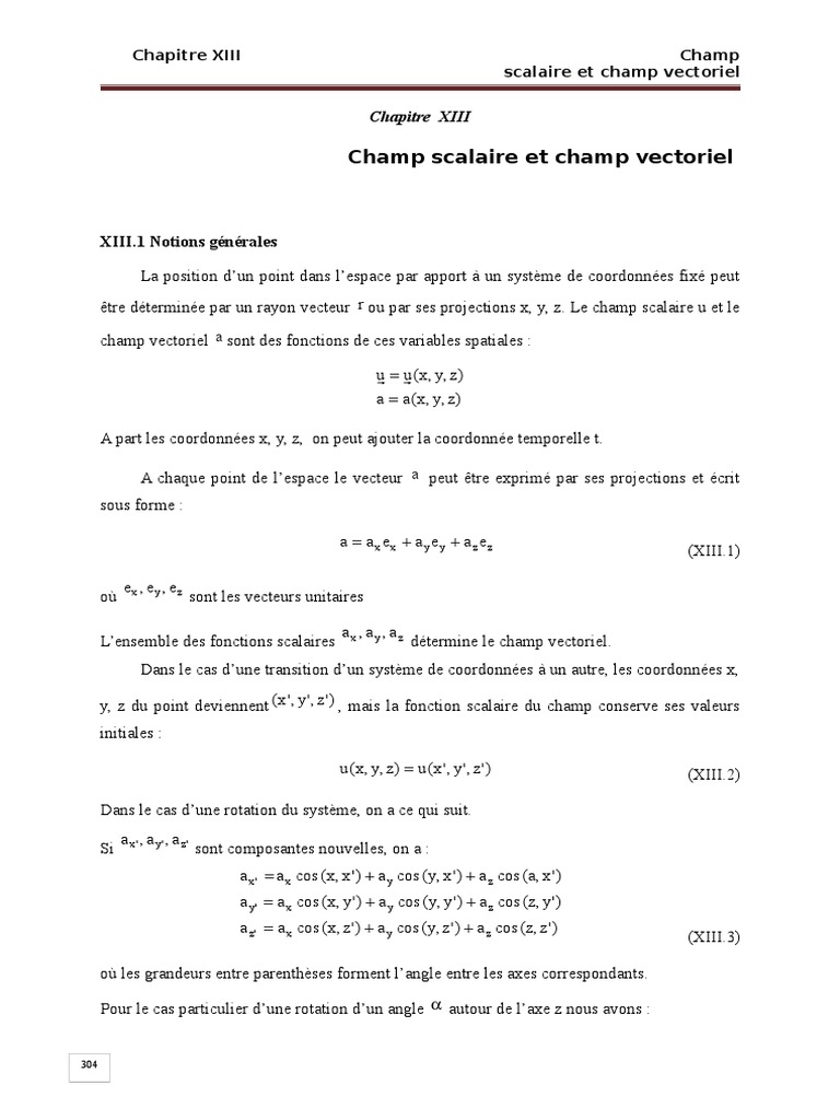 Champ Scalaire Et Champ Vectoriel | PDF | Scalaire (mathématiques ...