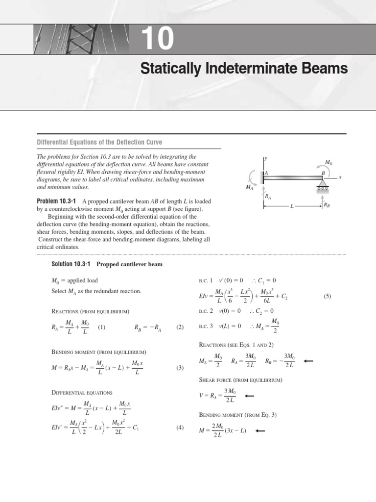 Statically Indeterminate Beams Differential Equations | PDF | Bending ...