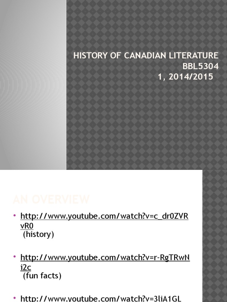 History of Canadian Literature Overview | PDF | Canadian Literature ...