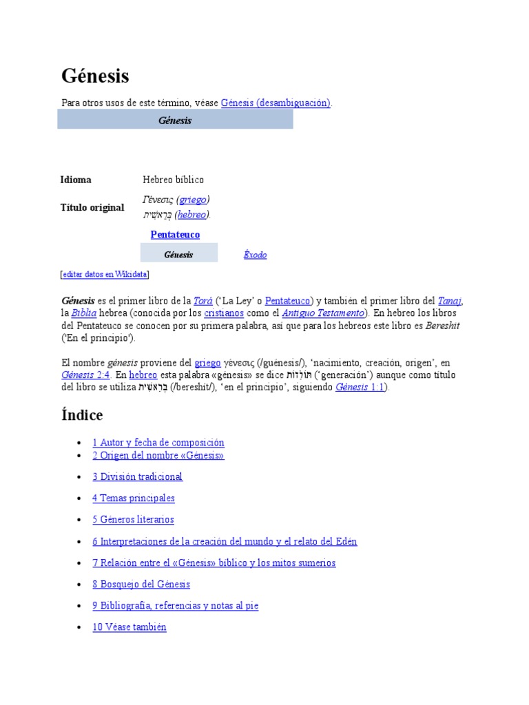 Génesis | PDF | Libro del Génesis | Biblia hebrea