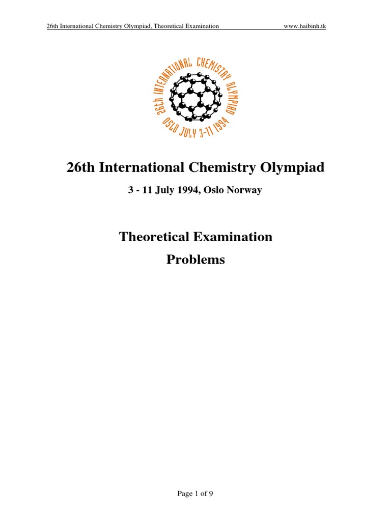 Theoretical Component IChO 26 | PDF