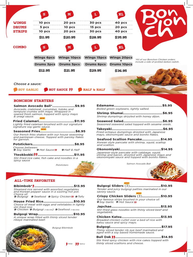 Bonchon Philadelphia Menu | Korean Cuisine | Tofu