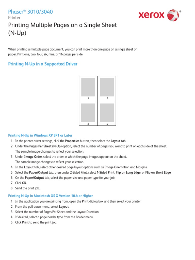 3010 Printing Multiple Pages On A Single Sheet (N-Up) | PDF