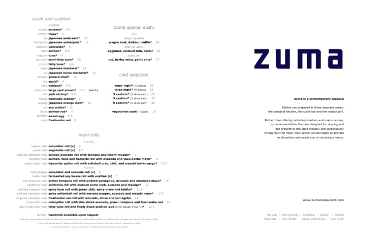Zuma | PDF | Sushi | East Asian Cuisine