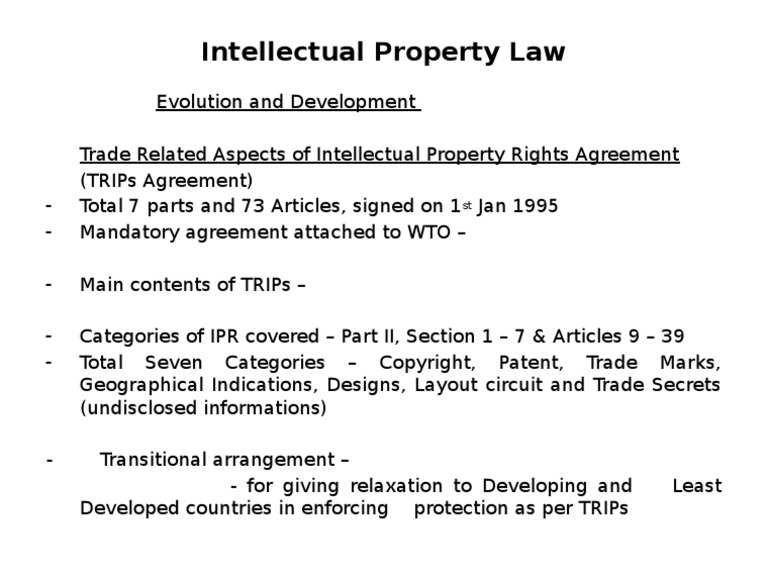 TRIPs Agreement Overview | PDF | Finance & Money Management | Law
