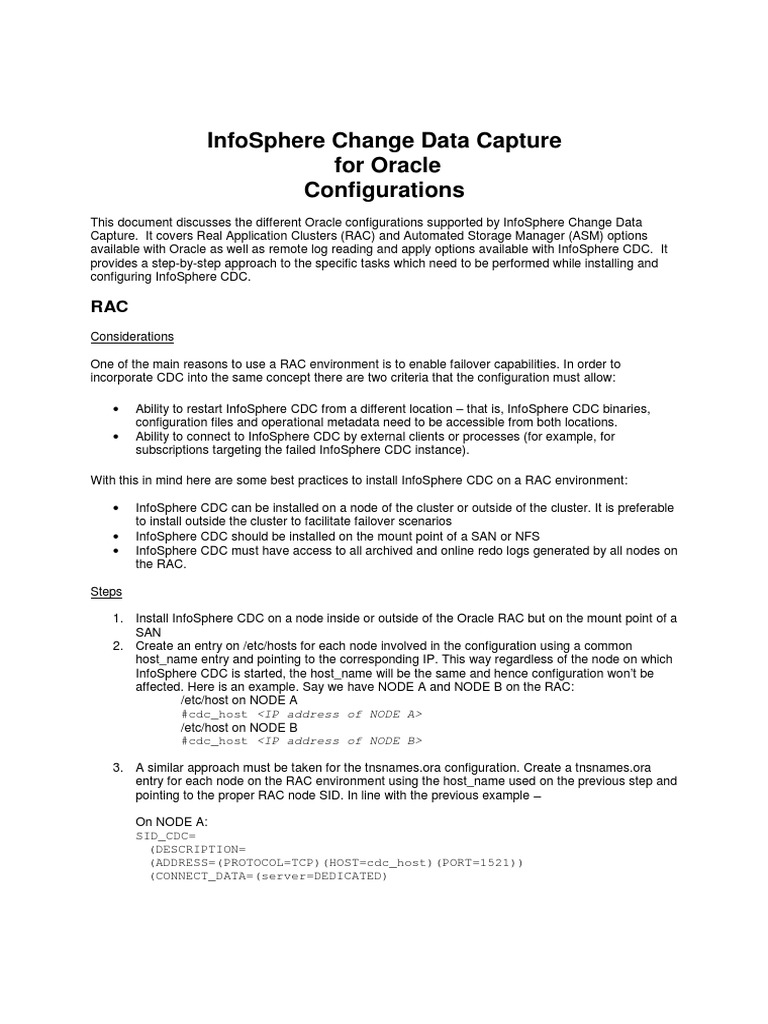 InfoSphere CDC For Oracle Configurations | PDF | Oracle Database ...