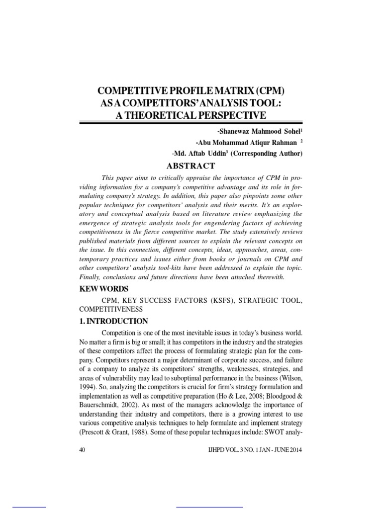 Competitive Profile Matrix (CPM) | PDF | Strategic Management | Swot ... Competitive Profile Matrix (CPM) | PDF | Strategic Management | Swot ...