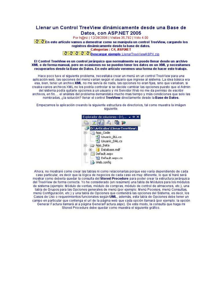 TreeView Base Datos ASP.NET | PDF | Tabla (base de datos) | Archivo de ...