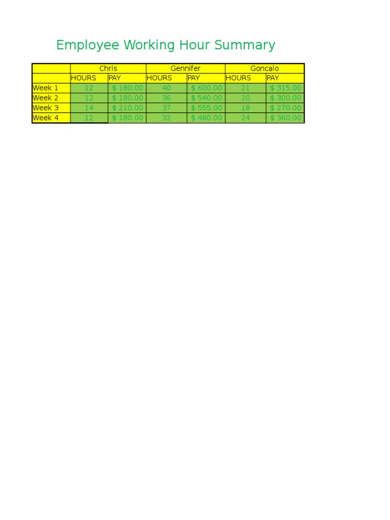 Employee Hours and Pay Summary | PDF