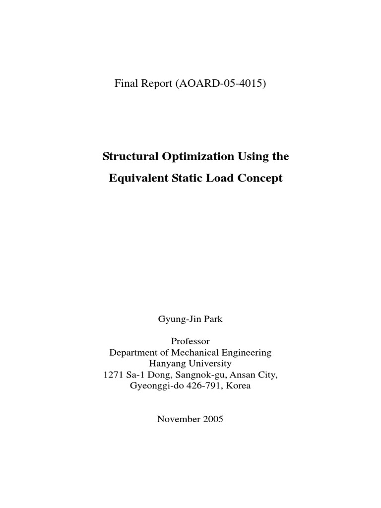 Structural Optimization Of A Joined Wing Aircraft Using Equivalent Static Loads Pdf