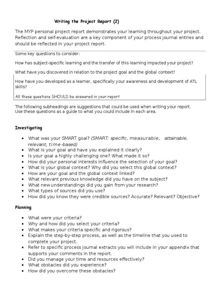 Writing The Project Report 2 | PDF | Goal | Learning