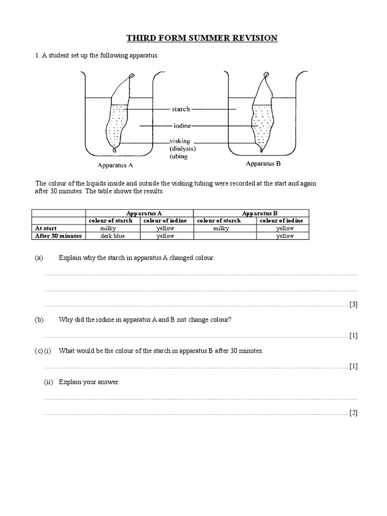 Bio Revision Questions | PDF | Diffusion | Oxygen