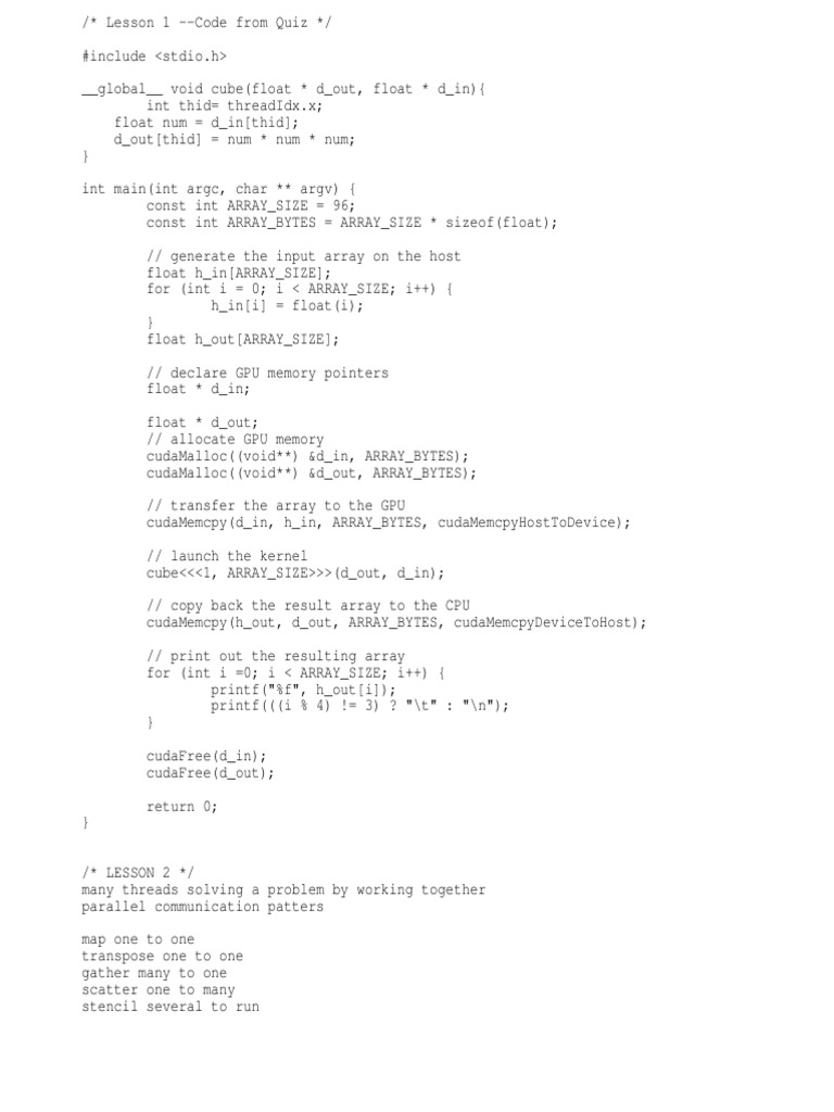 Cuda Notes From Udacity Lecture | PDF | Computer Programming | Software