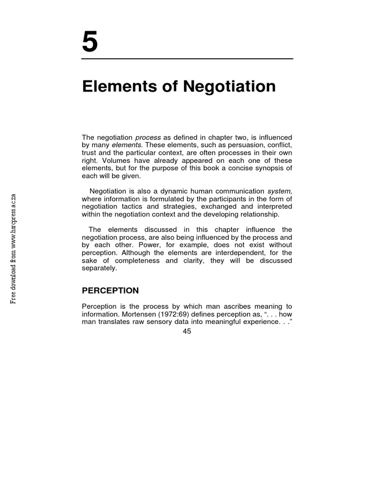 Negotiation - 5. Elements of Negotiation | PDF | Power (Social And ...