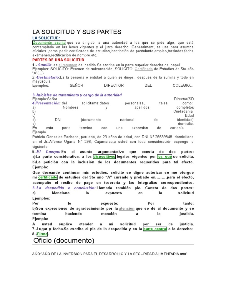 La Solicitud y Sus Partes | PDF | Science | Comillas