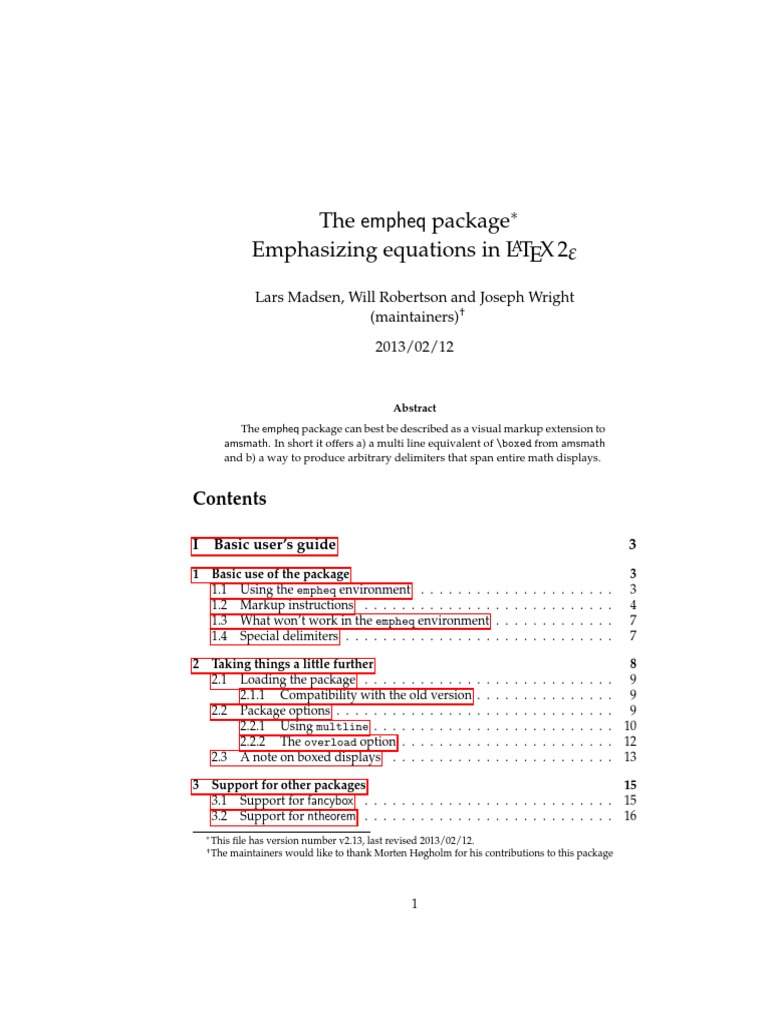 Empheq Package Documentation | PDF | Te X | Markup Language