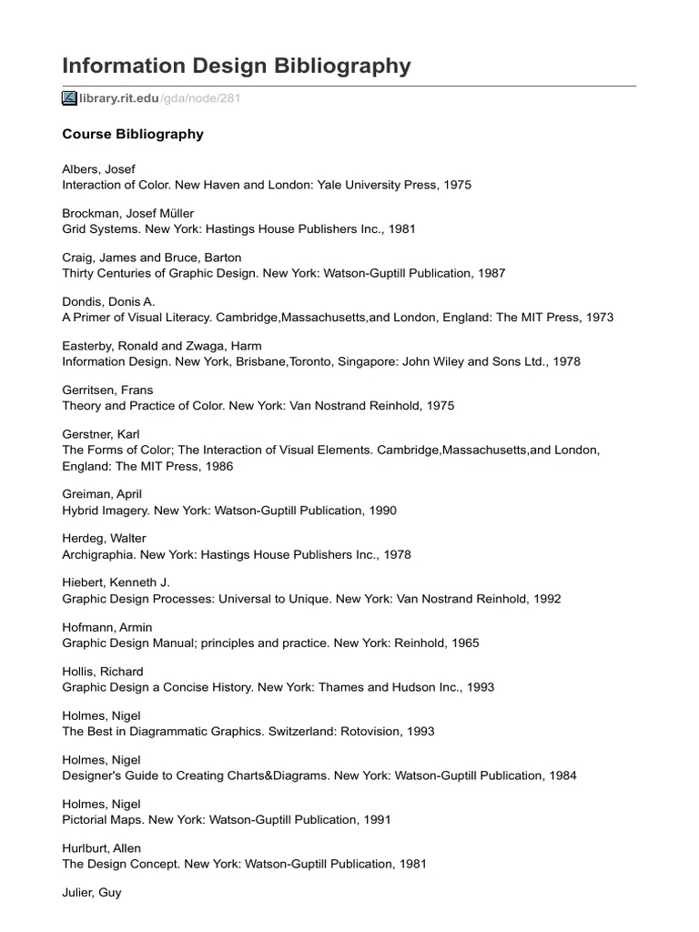 Information Design Course Bibliography | PDF | Graphic Design | Writing