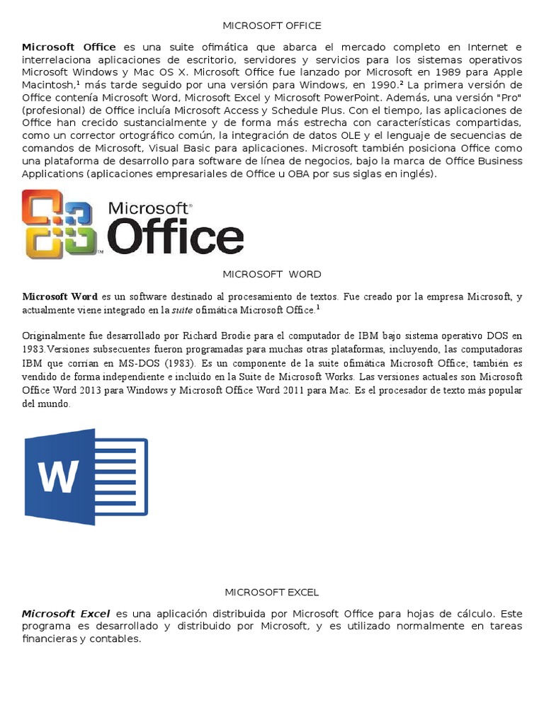 Microsoft Office Es Una Suite Ofimática Que Abarca El Mercado Completo ...