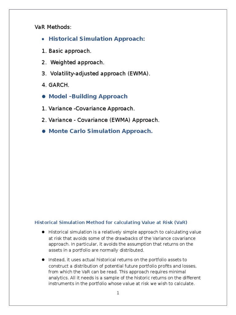 Calculating Value at Risk | PDF | Value At Risk | Standard Deviation
