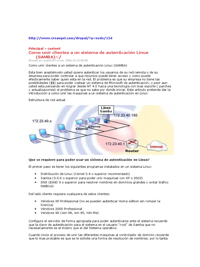 Configuring Linux Samba Authentication for Windows Client Integration | PDF | Directorio Activo ...