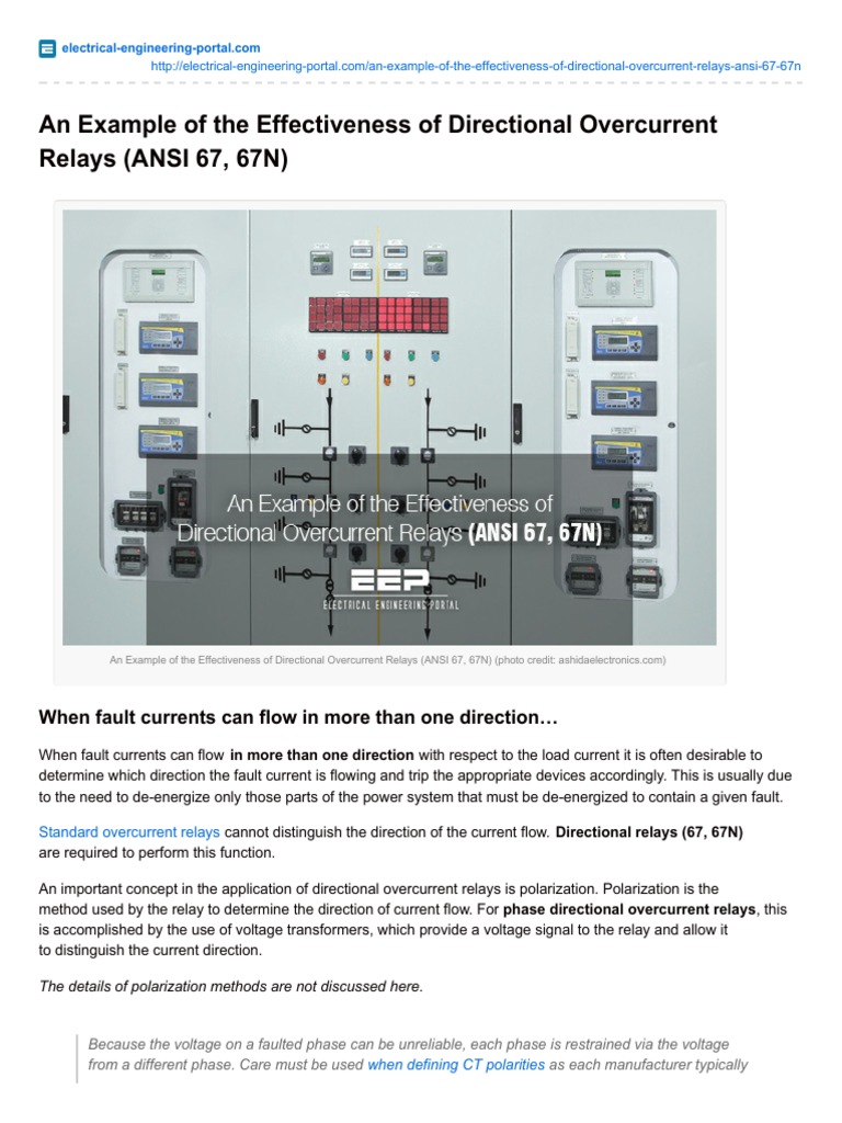 An Example of The Effectiveness of Directional Overcurrent Relays ANSI ...