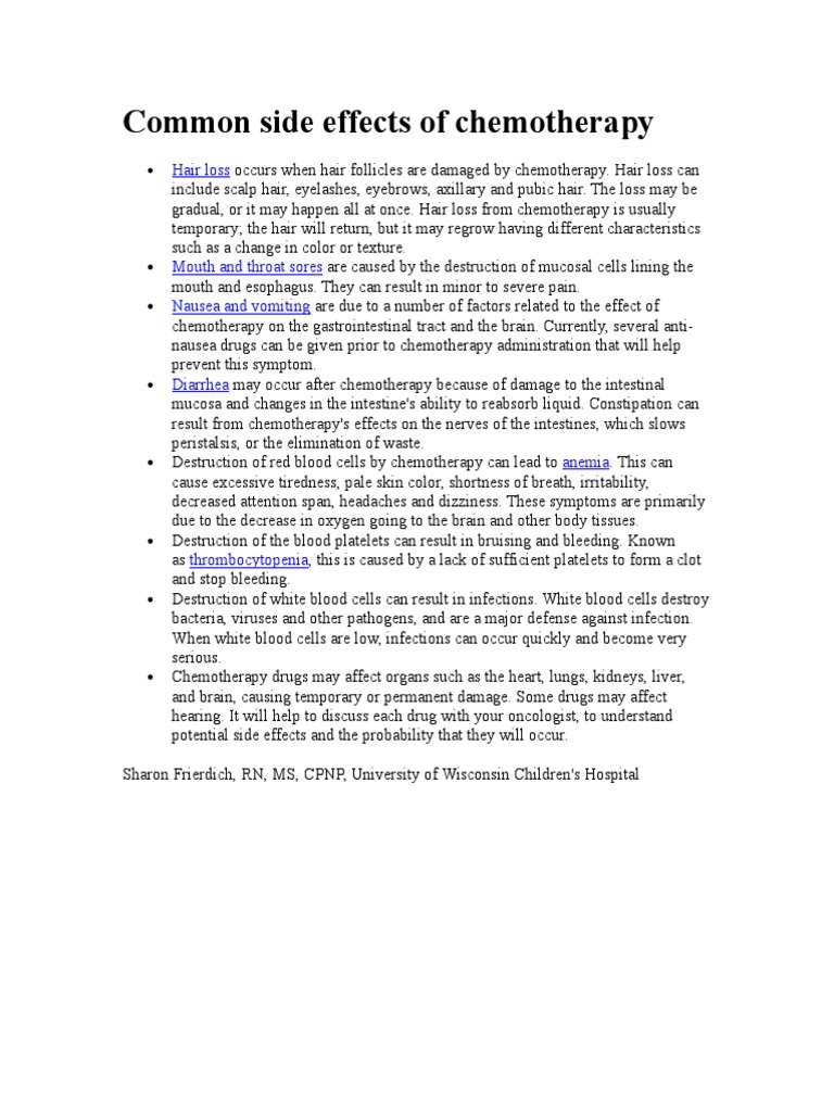 Common Side Effects Of Chemotherapy Pdf Chemotherapy Hair Loss