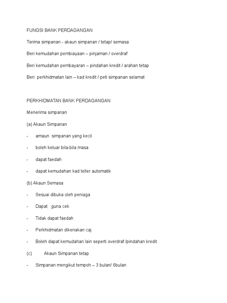 Fungsi Bank Perdagangan