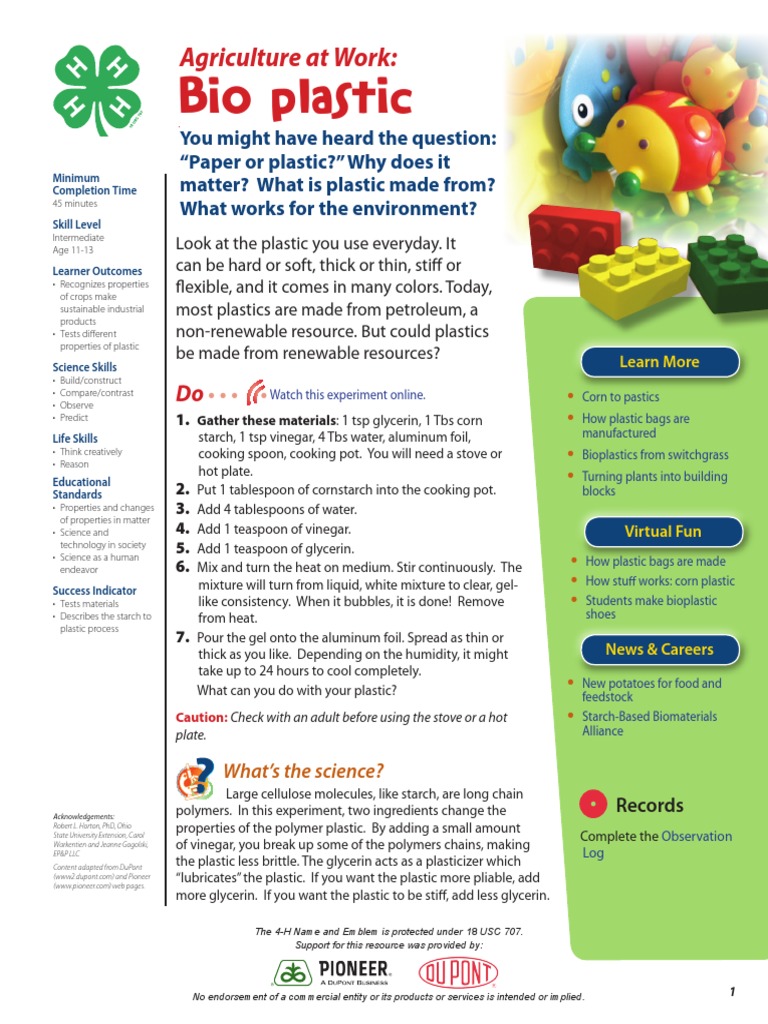 Bioplastic Experiment for Kids | PDF