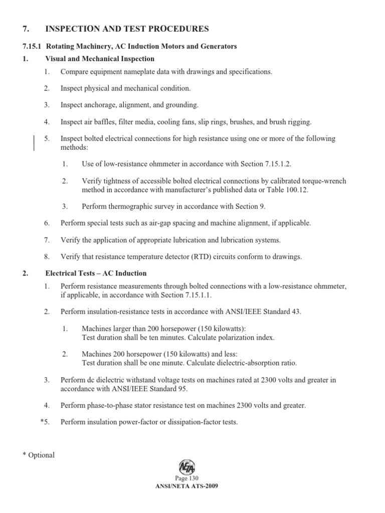 NETA Acceptance Testing Specifications - 2009 Excerpt | PDF ...