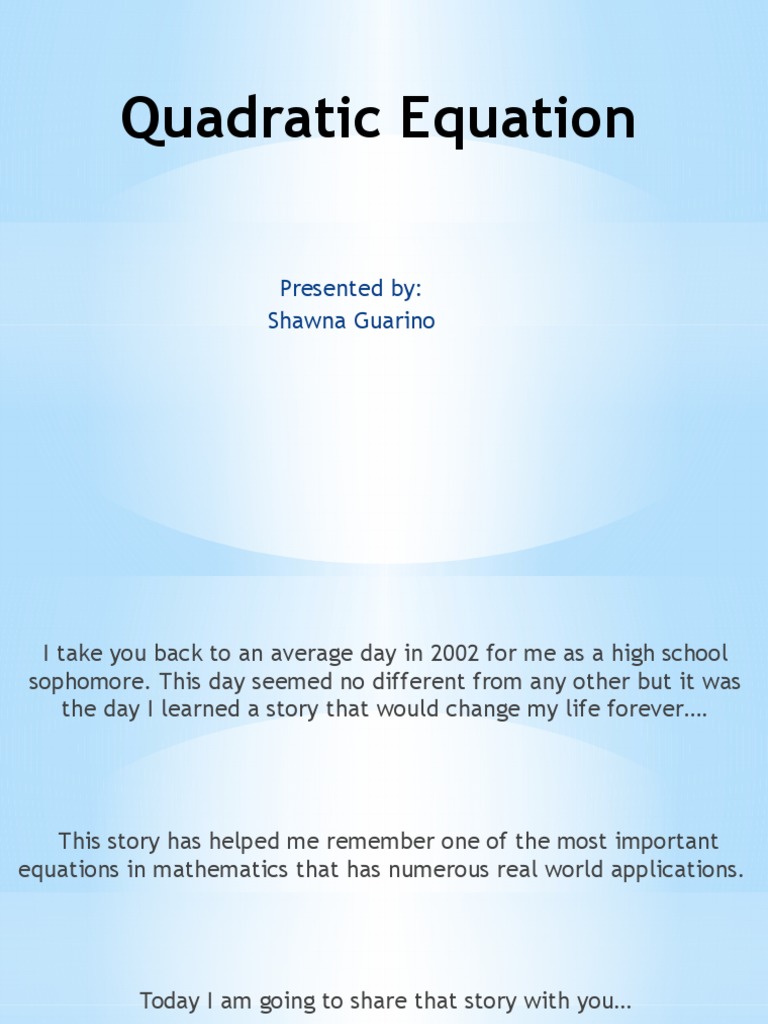 Quadratic Equation Story & Uses | PDF | Social Science
