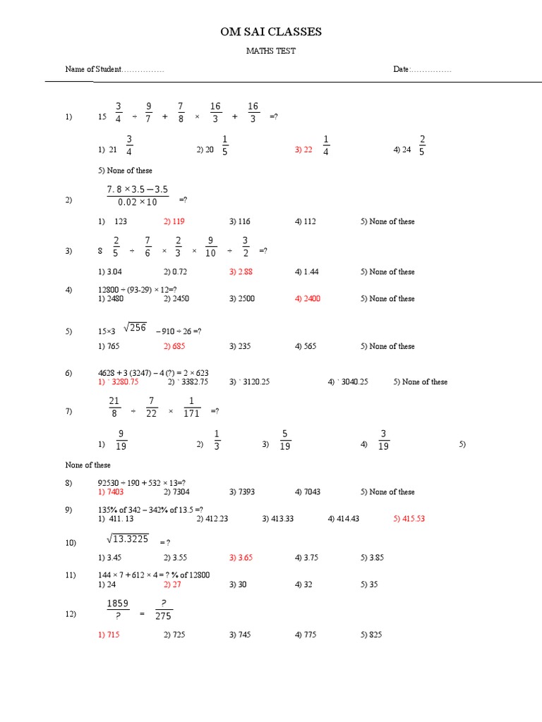 Test of QT | PDF | Numbers | Arithmetic