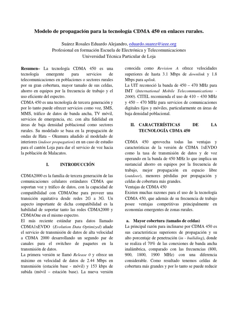 Propagación CDMA 450 en Zonas Rurales | PDF | 3 G | Antena (Radio)