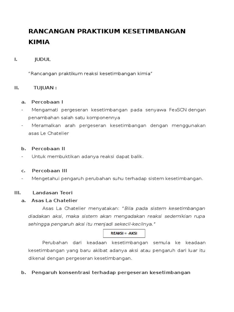 Laporan Praktikum Kesetimbangan Kimia | PDF