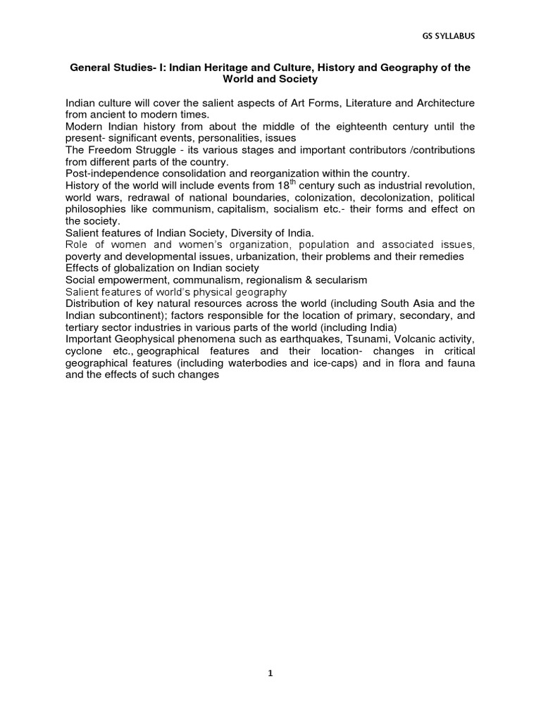 Indian Heritage and Global History Syllabus | PDF