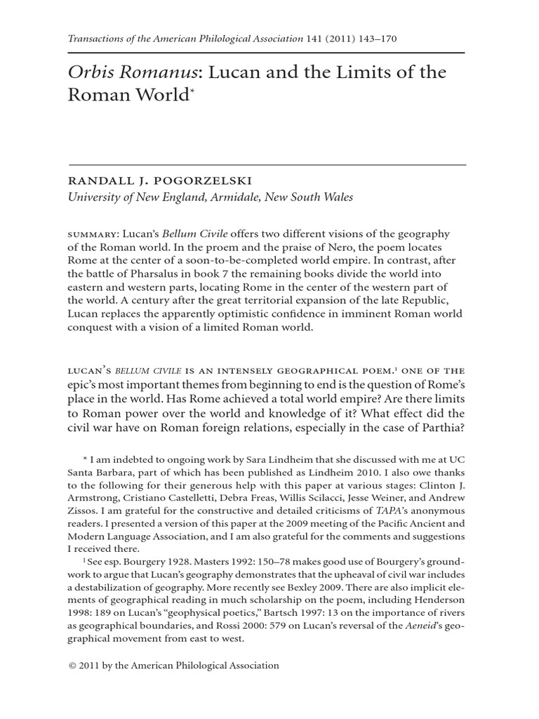 Pogorzelski - 2011 - Orbis Romanus Lucan and The | PDF | Ancient Rome ...