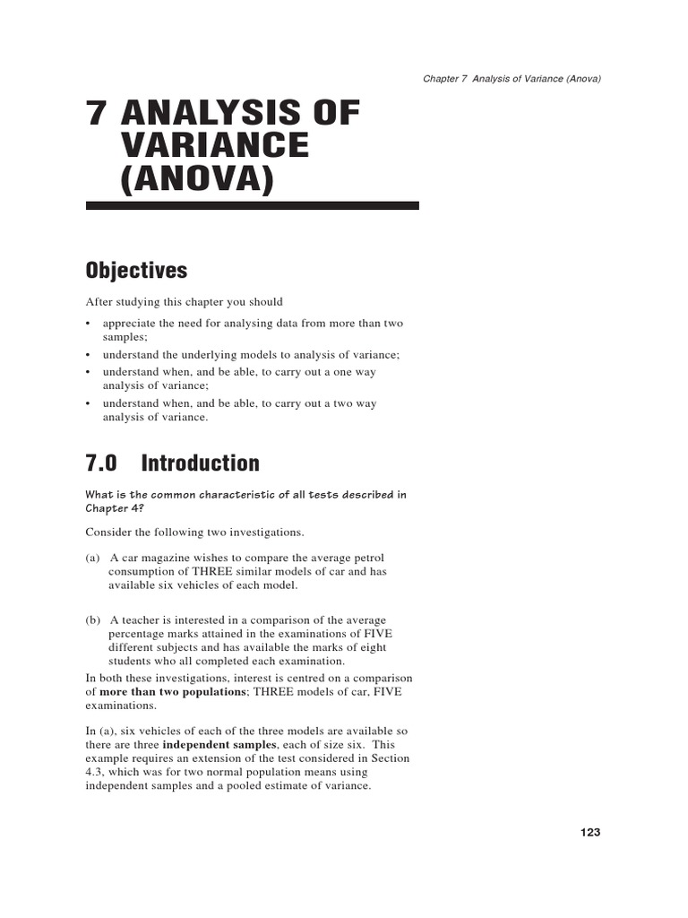 Analysis of Variances ANOVA PDF | PDF | Analysis Of Variance | Errors And Residuals